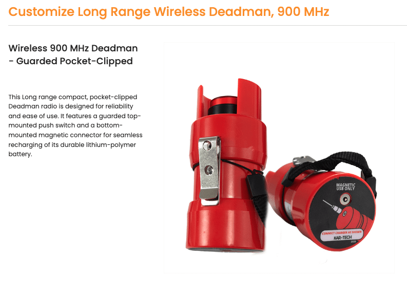 Wireless Deadman E-Stop Bundle - 900MHz and 2.4GHz - Anderson Controls